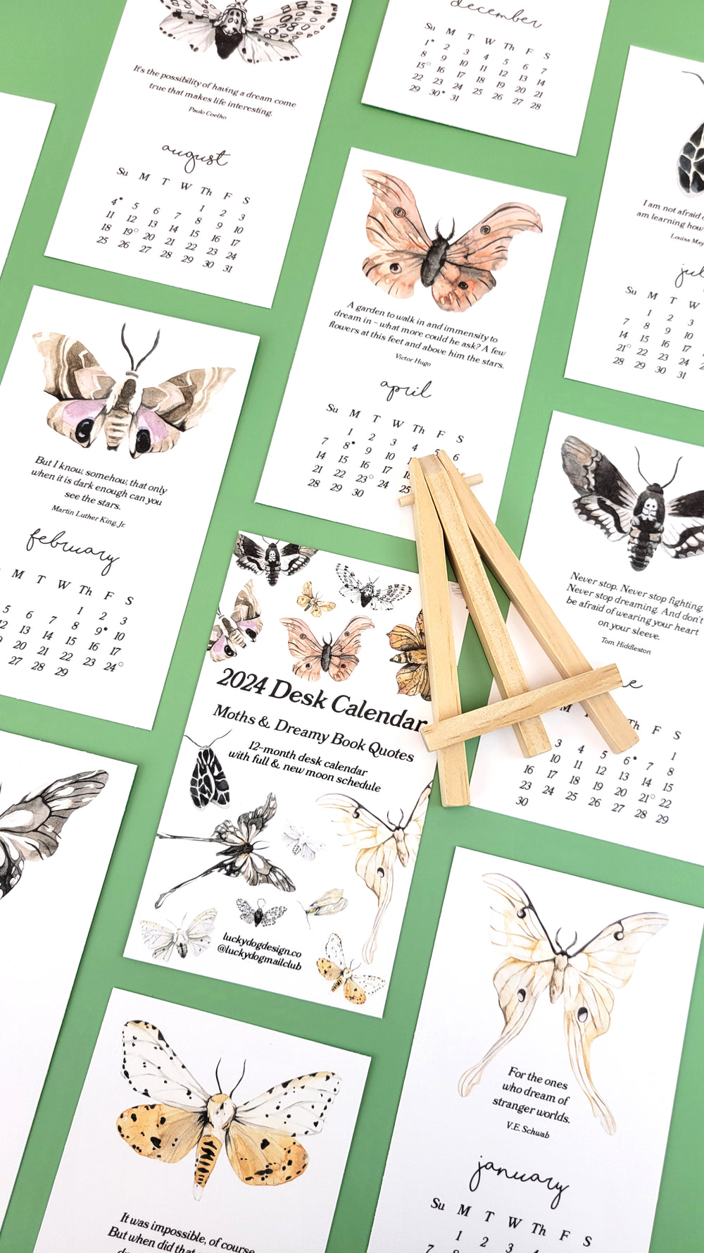 Moths & Dreamy Book Quotes 2026 12-Month Desk Calendar · Lucky Dog ...